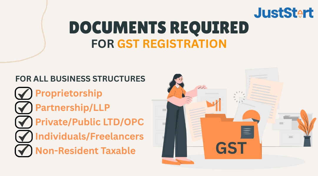 Documents Required for GST Registration in India - JustStart